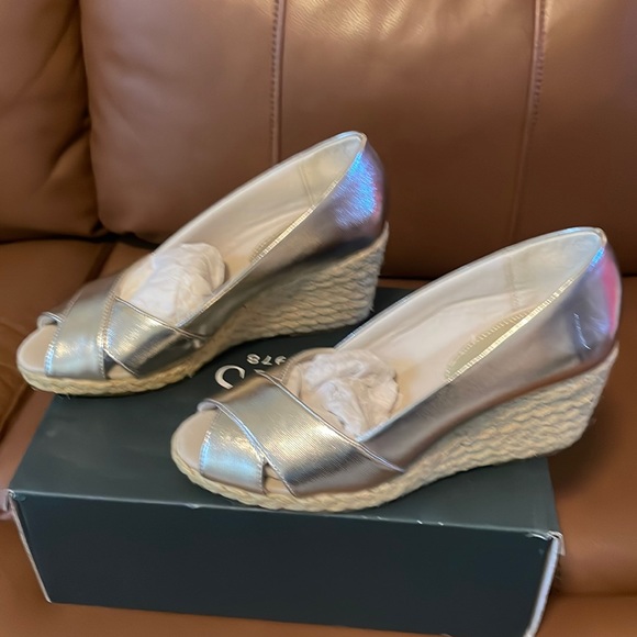 Chaps | Shoes | Chaps Wedge Heels Metallic Silver Brand New | Poshmark